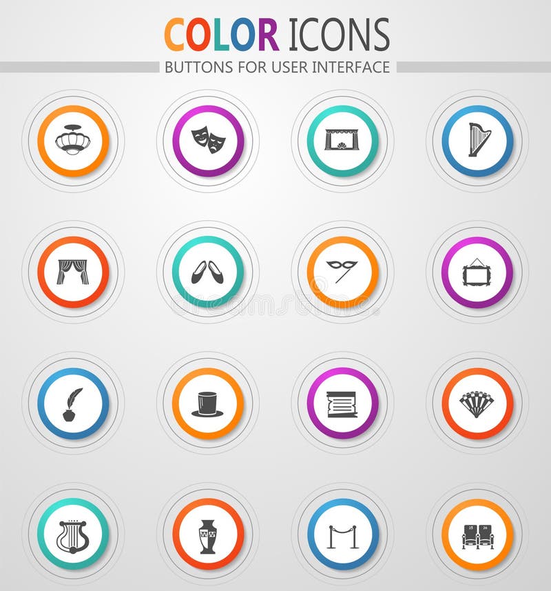 Theater icons set stock vector. Illustration of movie - 136466368