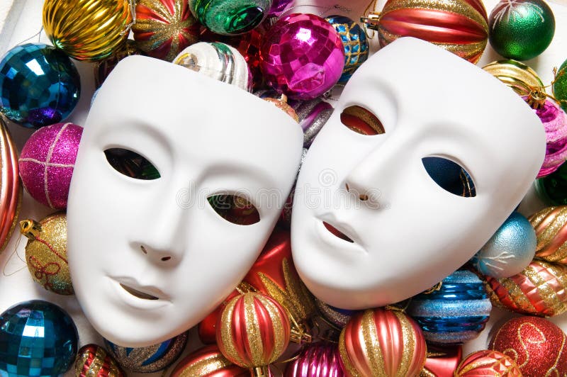 Het Concept Van Het Theater - Witte Maskers Stock Foto - Image of ...