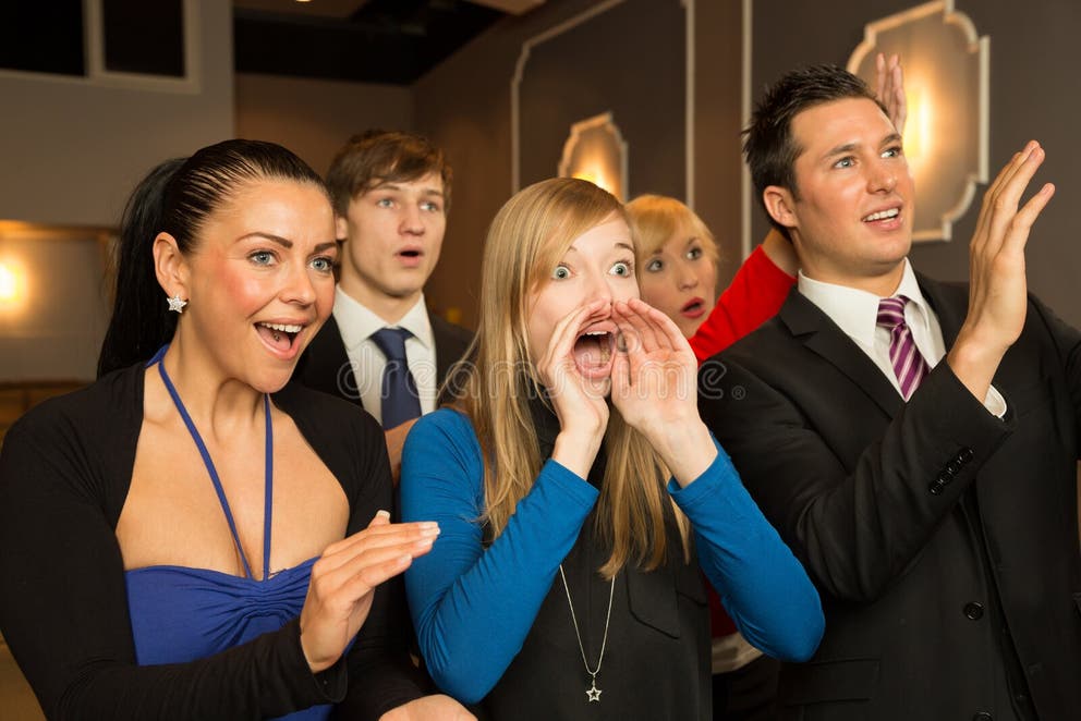 Theatre Audience Clapping and Cheering Stock Photo - Image of ...