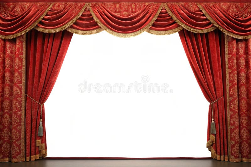 Theatre or Cinema Red Curtain Frame Stock Illustration - Illustration ...