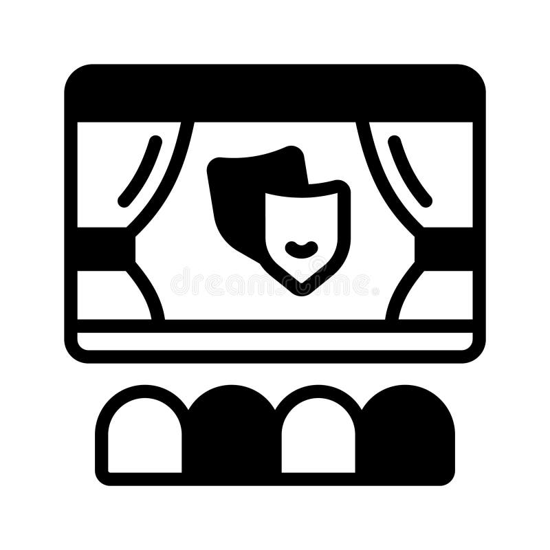 Theatre with Comedy Masks, Icon in Glyph Style Stock Vector ...