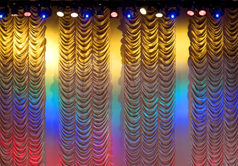 Theatre Red Curtain Open with Seats Stock Photo - Image of performance ...