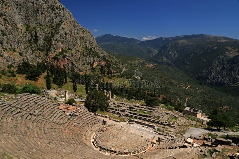 The Theatre, Delphi stock image. Image of valley, travel - 168533137