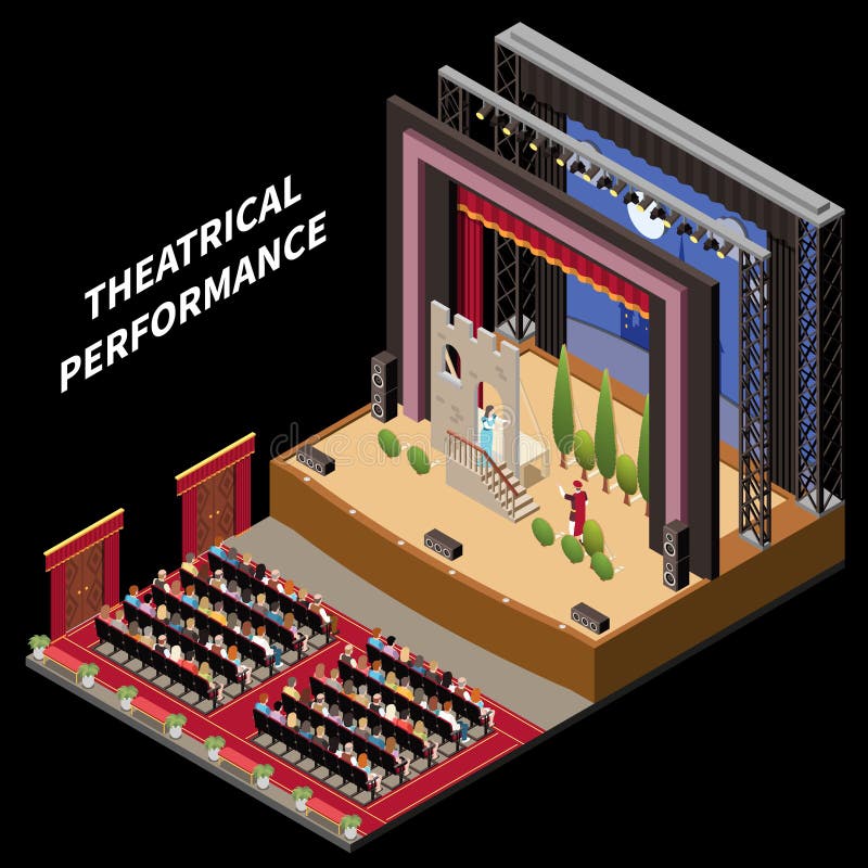 Theatre Interior Isometric stock vector. Illustration of symbol - 260189476