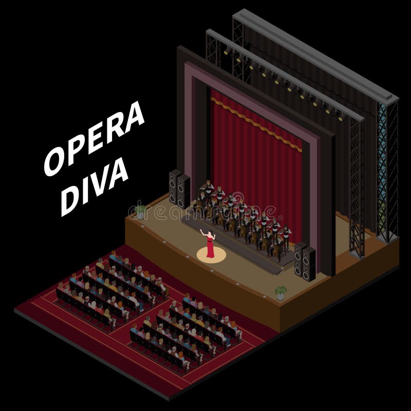 Theatre Interior Stage Isometric Stock Vector - Illustration of stereo ...