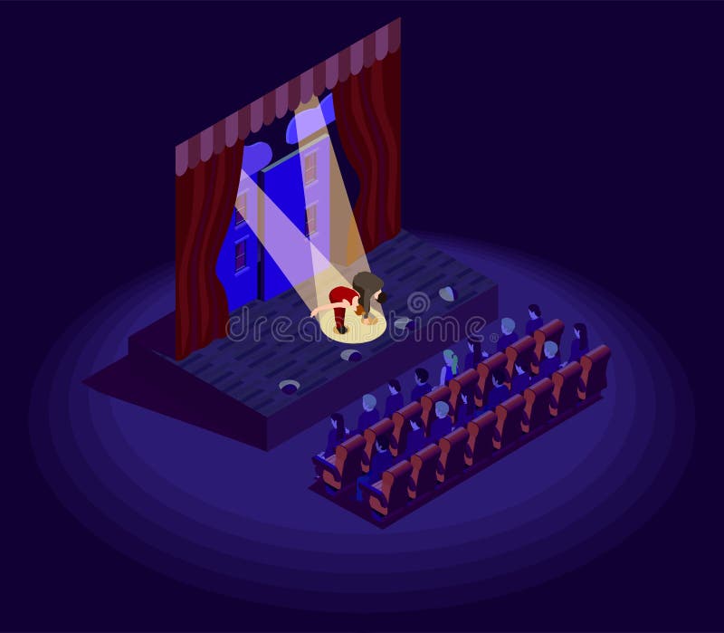 Theatre Isometric Icon stock vector. Illustration of drama - 210888996