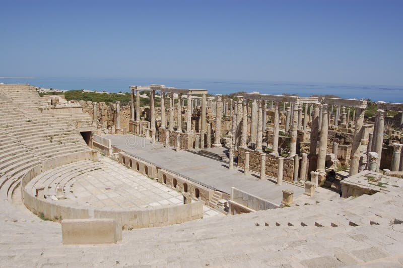 Theatre, Leptis Magna, Libya Stock Photo - Image of theatre, leptis ...