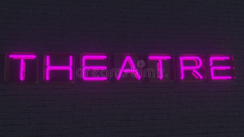 Theatre Signboard from Golden Light Bulb Letters, Retro Glowing Font ...