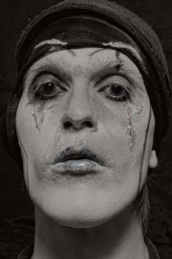 Theatrical Actor with Dark Makeup Stock Photo - Image of makeup ...