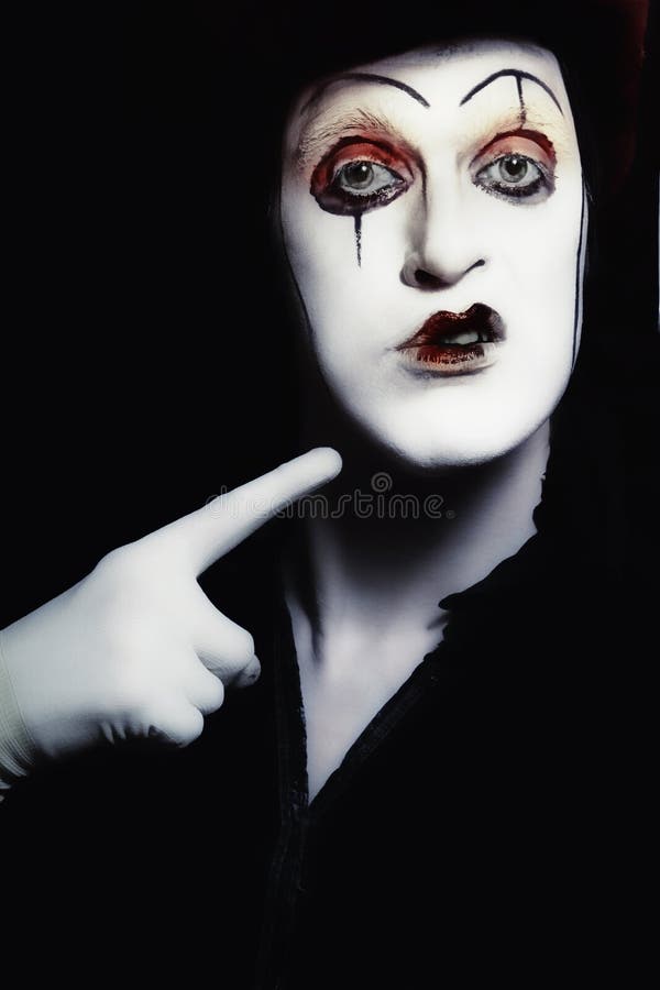 Theatrical Actor with Dark Makeup on Her Face Stock Photo - Image of ...
