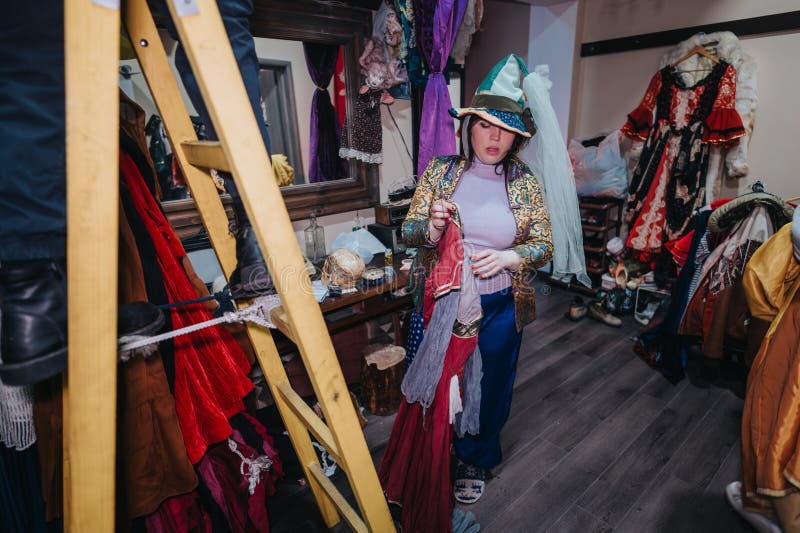 Theatrical Backstage Activity with Costumes and Performer Exploring ...