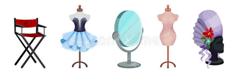 Theatrical Dressing Room Objects and Accessory Vector Set Stock Vector ...