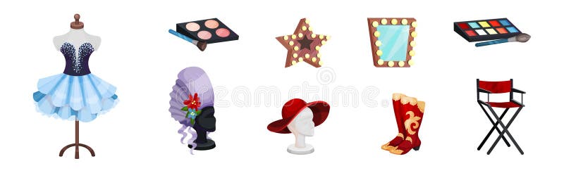 Theatrical Dressing Room Objects and Accessory Vector Set Stock Vector ...