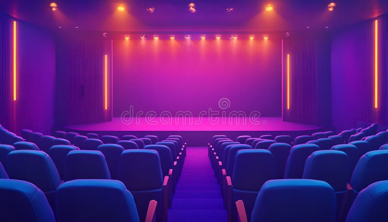 Theatrical Interior with a Stage and Rows of Comfortable Seats Stock ...