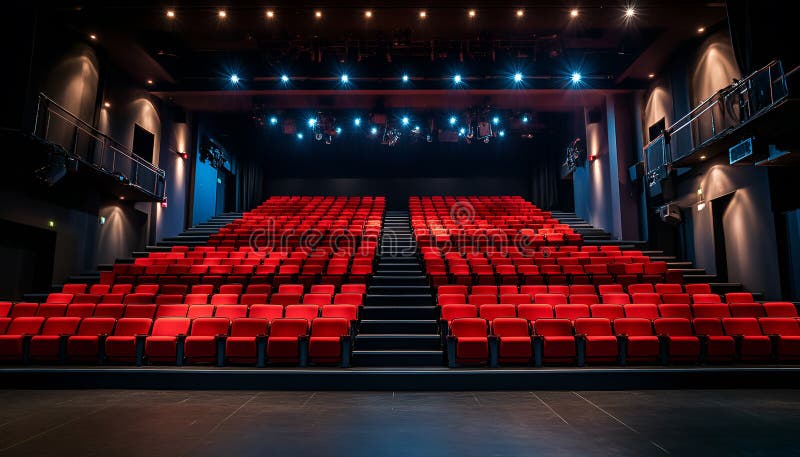 Theatrical Interior with a Stage and Rows of Comfortable Seats Stock ...