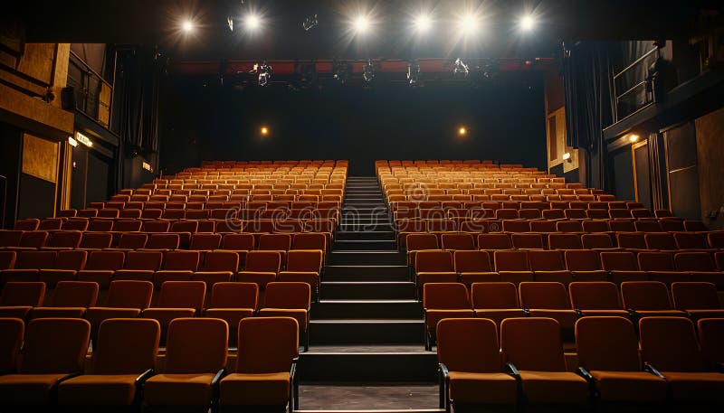 Theatrical Interior with a Stage and Rows of Comfortable Seats Stock ...