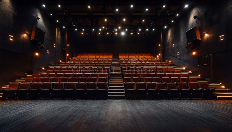 Theatrical Interior with a Stage and Rows of Comfortable Seats Stock ...