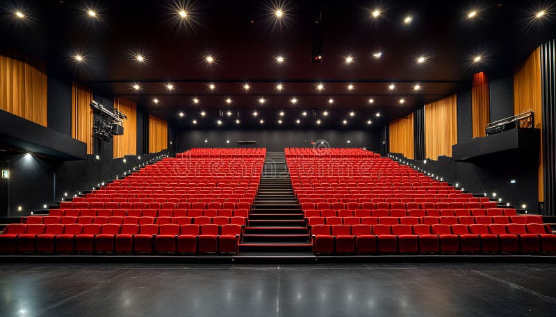 Theatrical Interior with a Stage and Rows of Comfortable Seats Stock ...