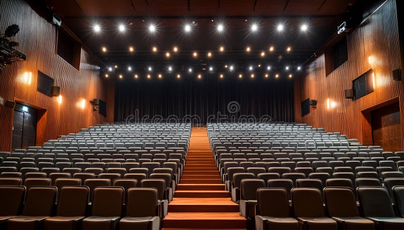 Theatrical Interior with a Stage and Rows of Comfortable Seats Stock ...