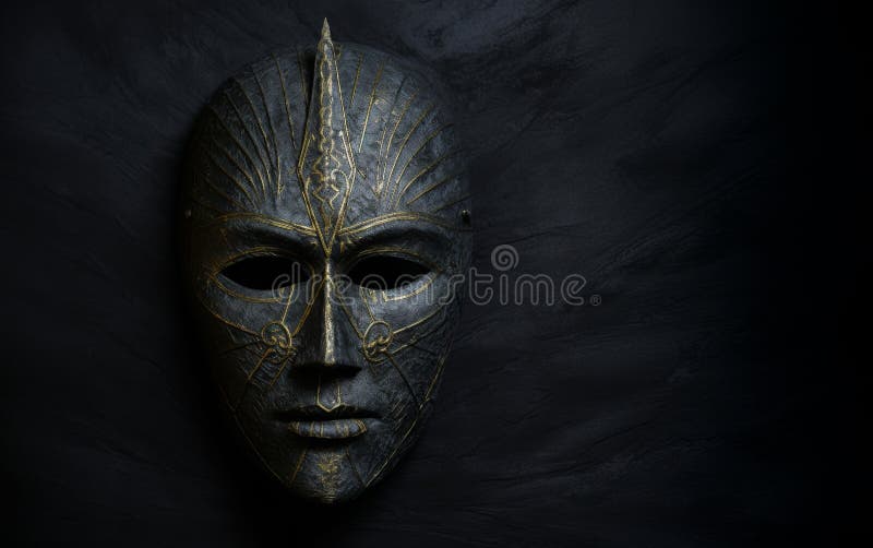 Theatrical Mask on Black Background Stock Illustration - Illustration ...