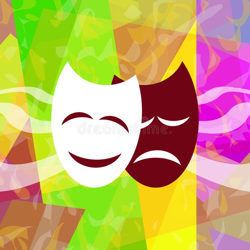 Artistic Theater Masks on Abstract Colorful Background Stock Vector ...