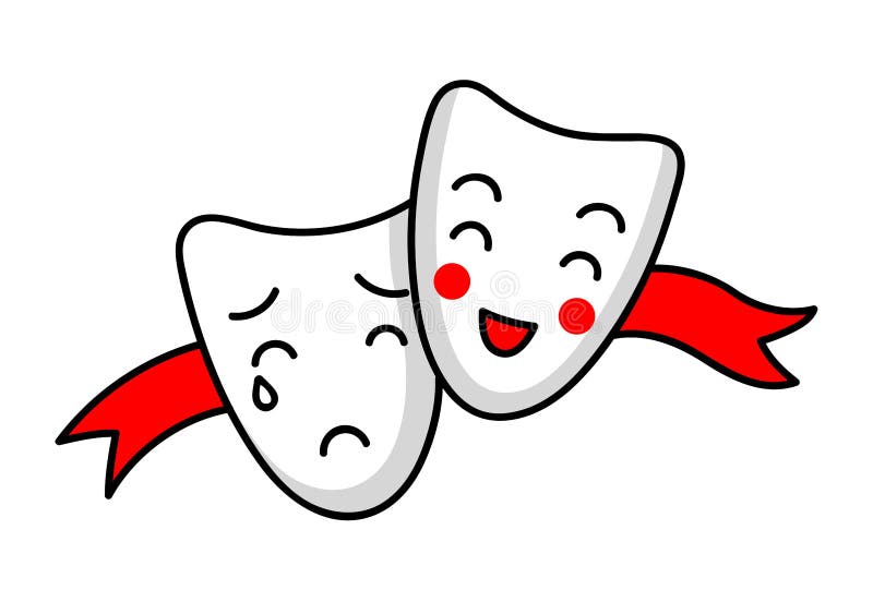 Theatrical Masks. Comedy and Tragedy Stock Vector - Illustration of ...