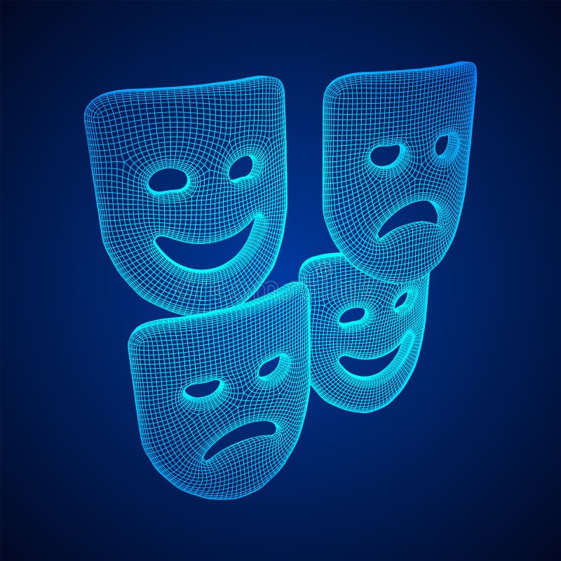 Theatrical Masks Tragedy and Comedy Character Stock Illustration ...