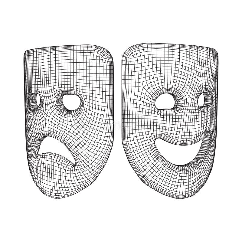 Theatrical Masks Tragedy and Comedy Character Stock Illustration ...