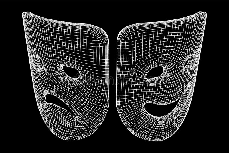 Theatrical Masks Tragedy and Comedy Character Stock Illustration ...