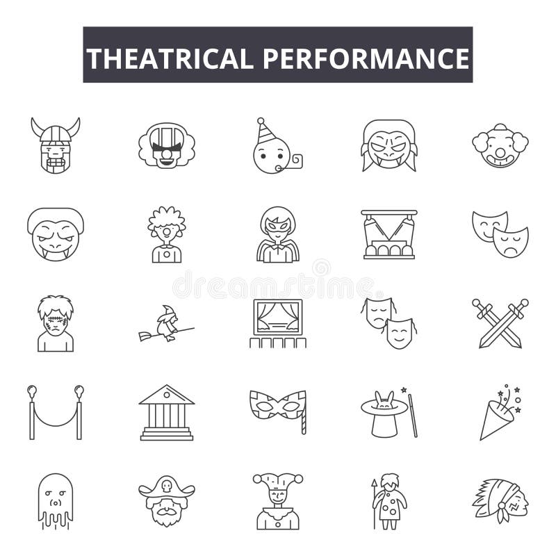 Theatrical Performance Line Icons, Signs, Vector Set, Linear Concept ...