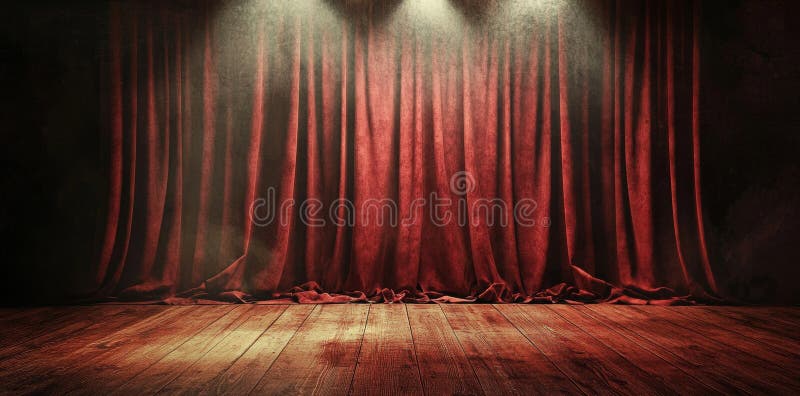 A Theatrical Setting with Red Stage Curtains, Evoking a Dramatic ...