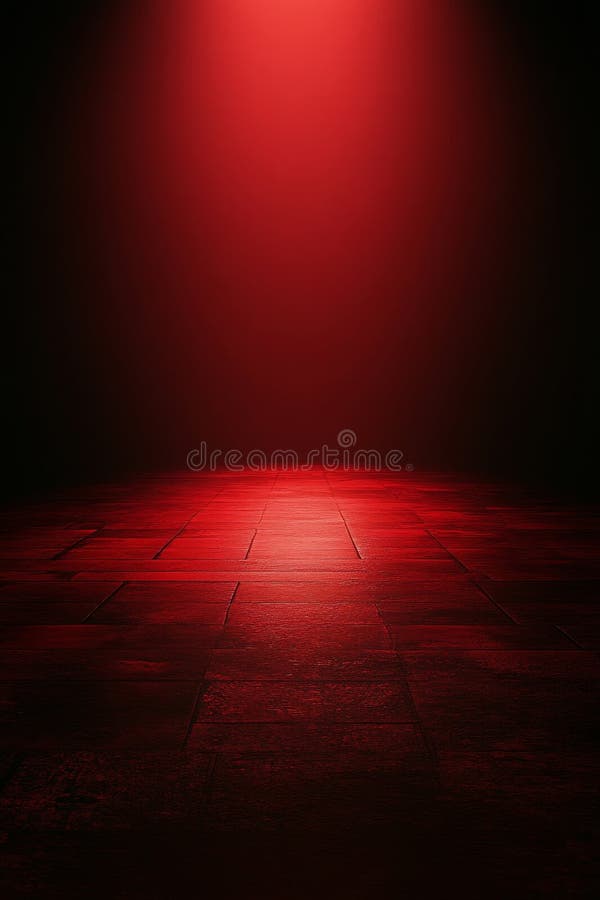A Theatrical Spotlight Shines on a Red Wall, Its Textured Surface ...