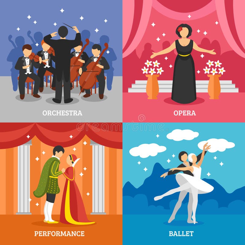 Theatrical Stage 2x2 Design Concept Set Stock Vector - Illustration of ...