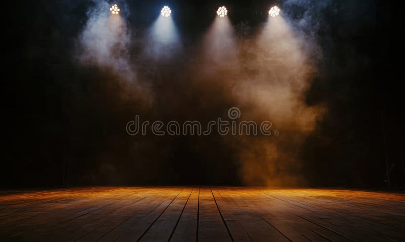 Theatrical Stage with Dramatic Lighting and Smoke Effects Creating an ...