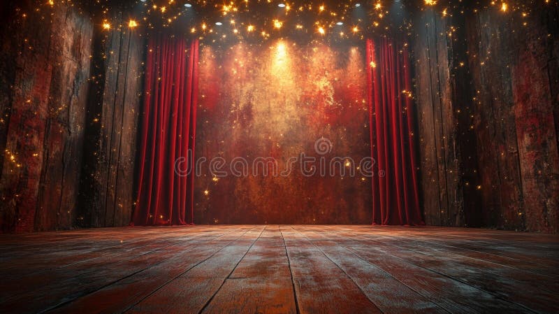 Theatrical Stage with Sparkling Backdrop Stock Illustration ...
