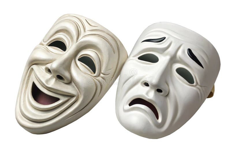 Theatrical Masks with Different Facial Expression Stock Illustration ...