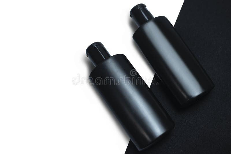 Theblack Plastic Bottle Two Bottles with Clipping Path on Black ...