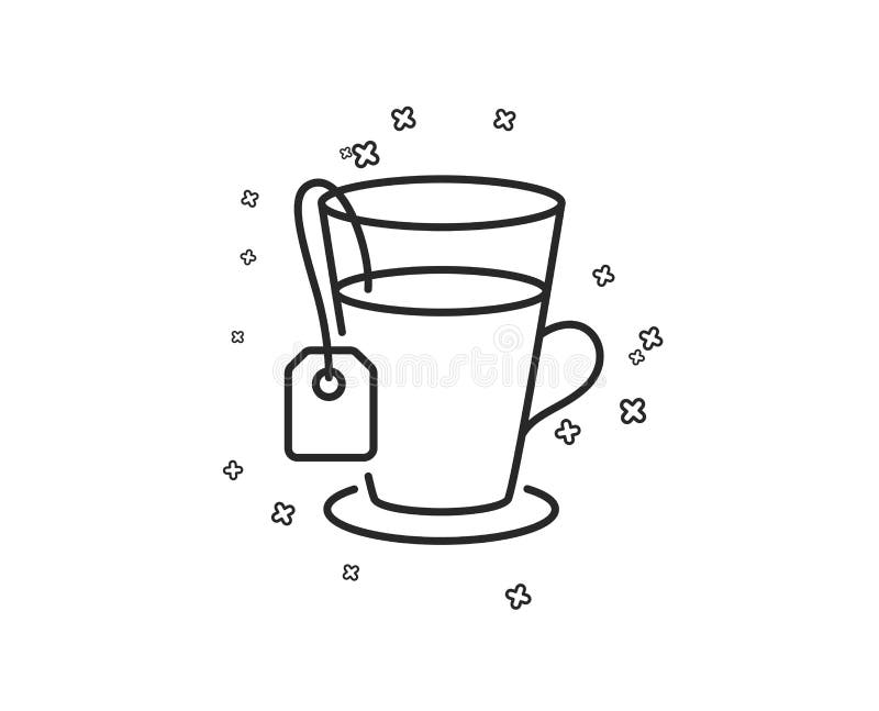 Thee Met Het Pictogram Van De Zaklijn Heet Drankteken Vector Vector ...