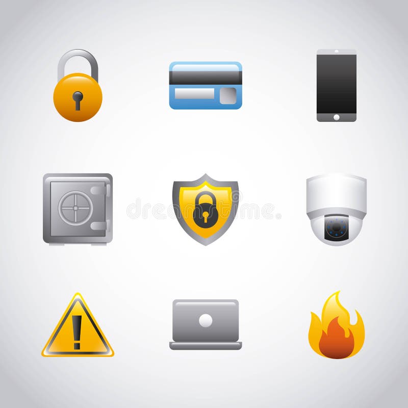 Theft Identity Technology Digital Set Icons Stock Vector - Illustration ...