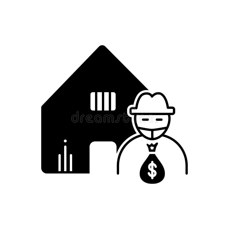 Black Solid Icon for Theft Vandalism, Building and Robbery Stock Vector ...