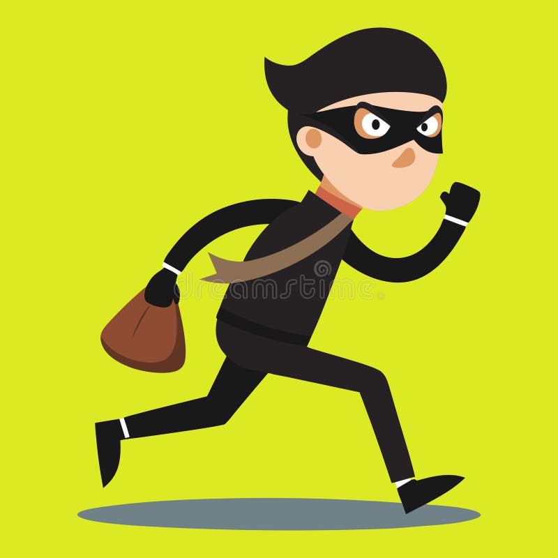 Crafty Cartoon Thief in a Black Mask Stock Illustration - Illustration ...