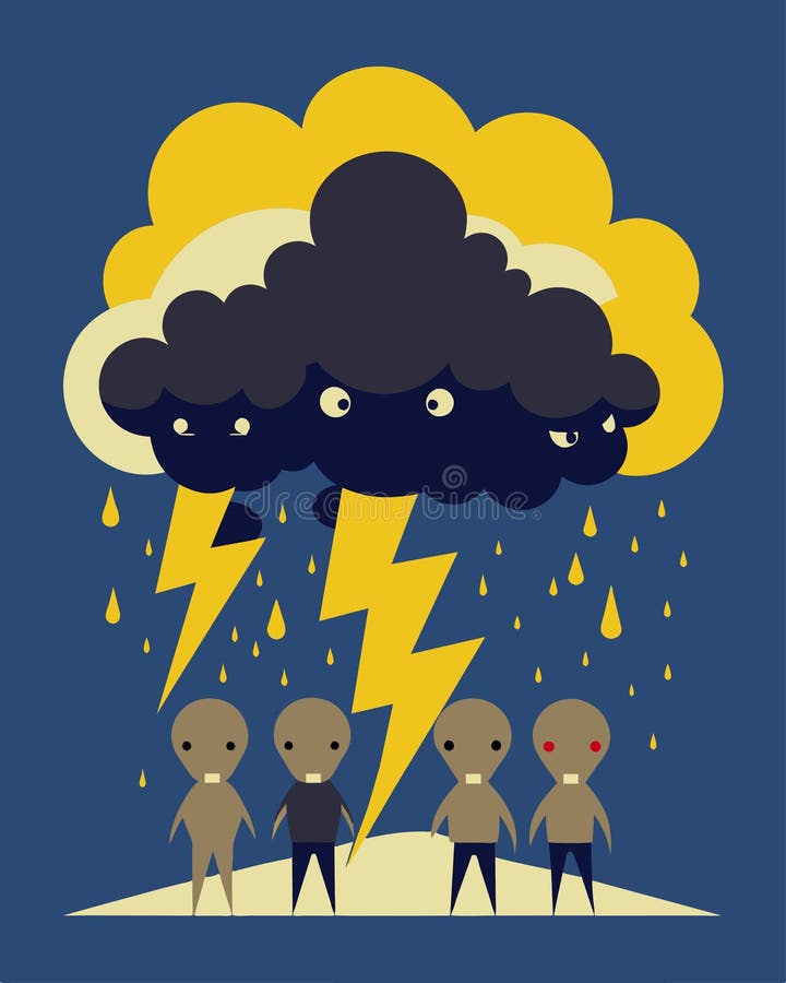 Their Mind Was a Battlefield As the Clouds Unleashed a Storm of Unkind Phrases.. Vector ...