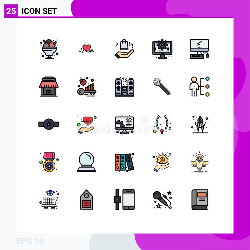 25 Thematic Vector Filled Line Flat Colors and Editable Symbols of ...