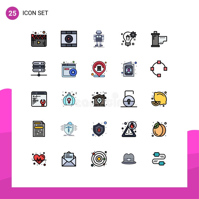 25 Thematic Vector Filled Line Flat Colors and Editable Symbols of ...