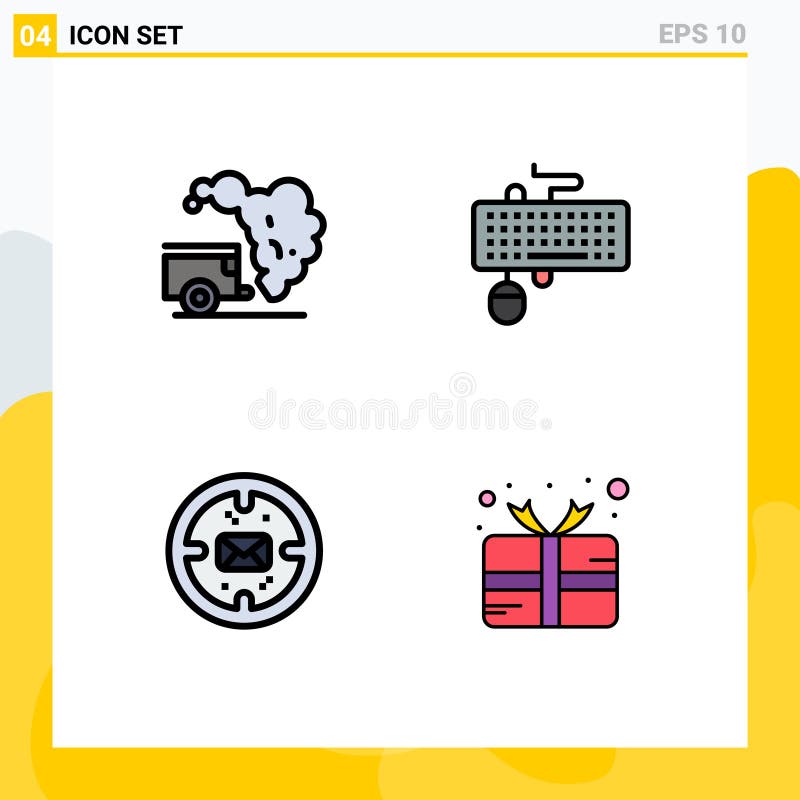 Modern Set of 4 Filledline Flat Colors and Symbols Such As Dump ...