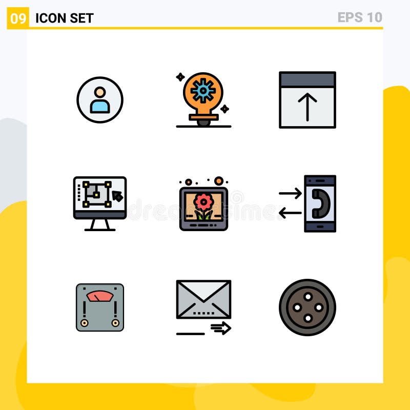 9 Thematic Vector Filledline Flat Colors and Editable Symbols of ...