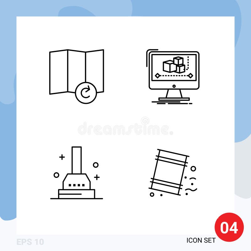 Group of 4 Modern Filledline Flat Colors Set for Map, Bathroom ...