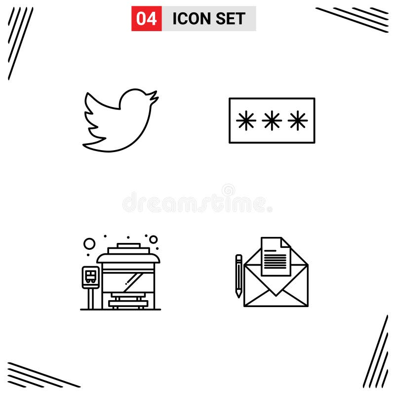 4 Thematic Vector Filledline Flat Colors and Editable Symbols of ...