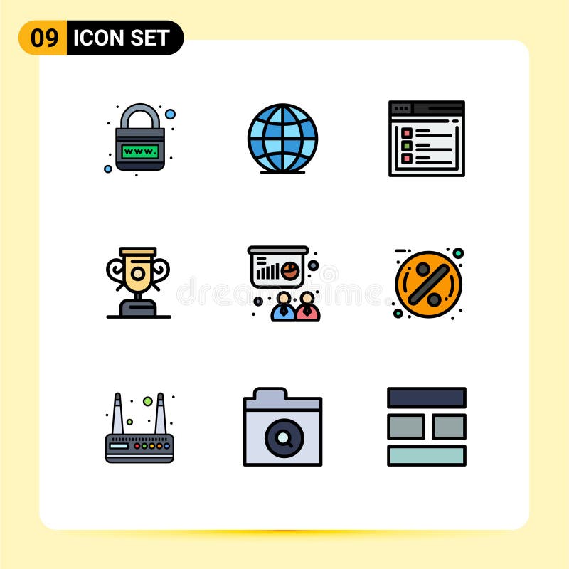 9 Thematic Vector Filledline Flat Colors and Editable Symbols of ...