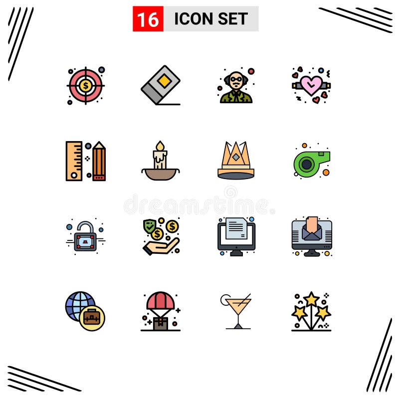 16 Thematic Vector Flat Color Filled Lines and Editable Symbols of ...